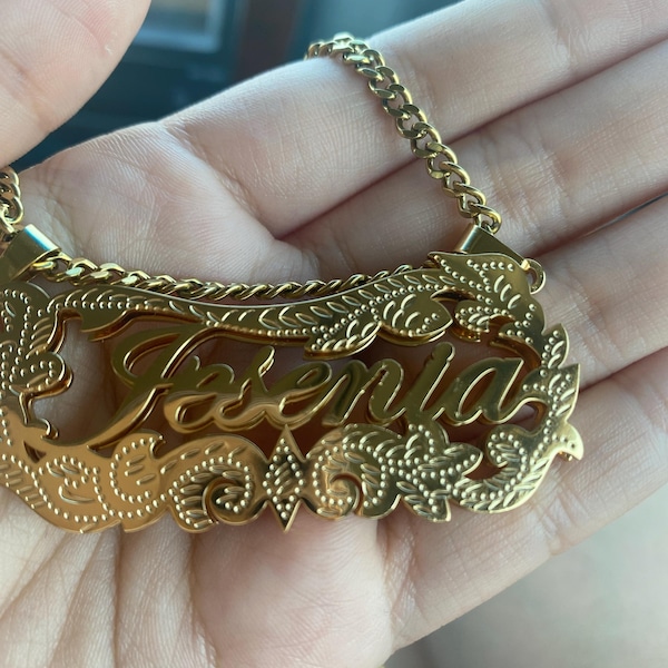 Personalized Double Name Plate Necklace,two Names Necklace,name ...