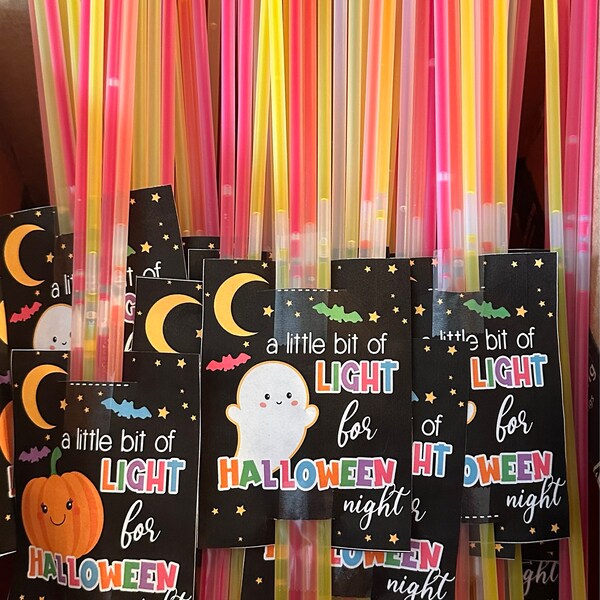 Halloween Glow Stick Tags, A Little Light for Halloween Night ...