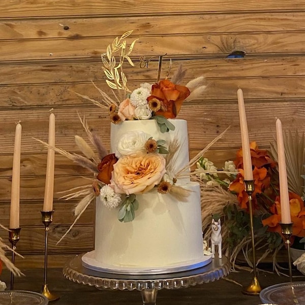 Boho Wedding Cake Topper, Lovers Personalized Wedding Cake Topper, Boho ...