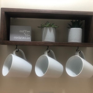 Floating Wood Box Coffee Shelf With Hooks - Etsy