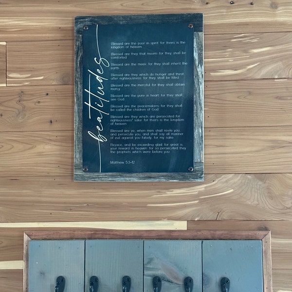 Beatitudes Metal Print on Reclaimed Wood Frame-matthew 5:3-10 ...