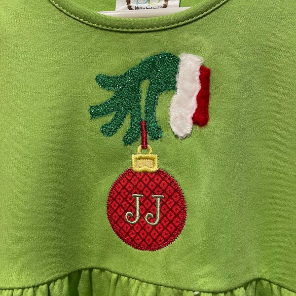 Green Monster Hand Monogram Applique Digital Machine Embroidery Design ...