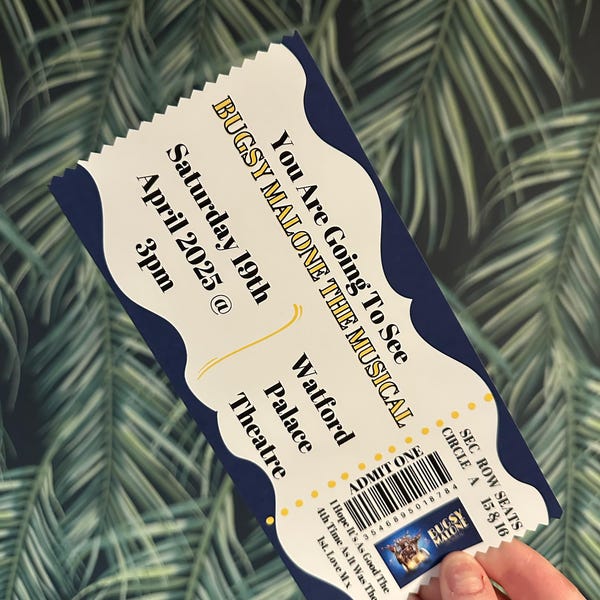 Personalised Custom Event Ticket Gift Reveal | Gig Concert Ticket Gift ...