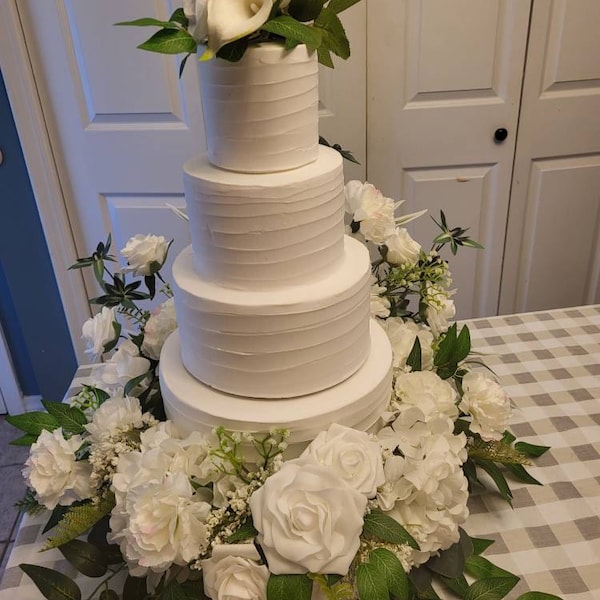 White Fake Cake 8 Inch Round With Ridged Icing Fake Food Prop Faux Cake ...