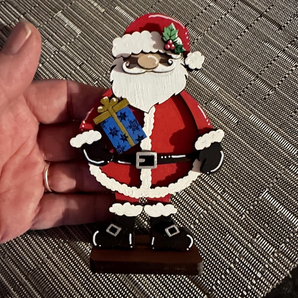 Standing Mini Santa SVG File - Laser Cutting for Christmas Shelf Decor ...