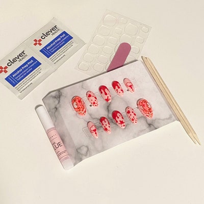 Rainbow Space Alien Matte Black Glow in the Dark Custom Press on Nails ...