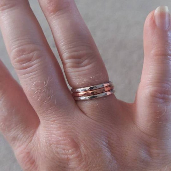 Copper Dropper Earrings, Copper and .925 Sterling Silver, Hand Forged ...