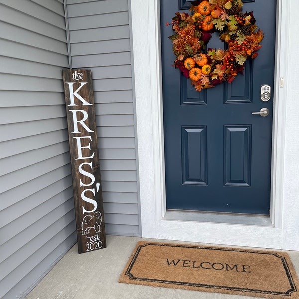 Personalized Porch Sign, Last Name Porch Sign, Est Porch Sign, Vertical ...