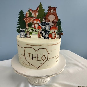 Woodland Cake Topper, Forest Animals Cake Topper, Straw Cake Topper ...