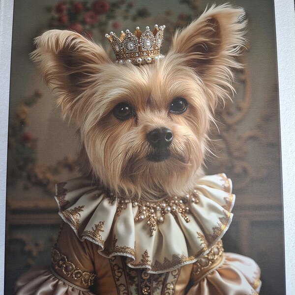 Custom Costume Portrait From Photo | Yorkie Queen Dog Pet in Rococo ...