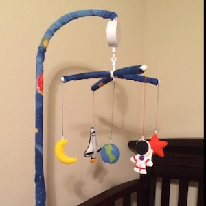 Black & White Space-themed Baby Crib Mobile With an Astronaut and Space ...