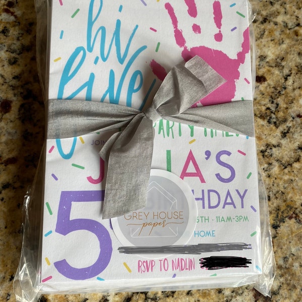 Hi Five 5th Birthday Invitation · Modern Party · High Five · Hand ...