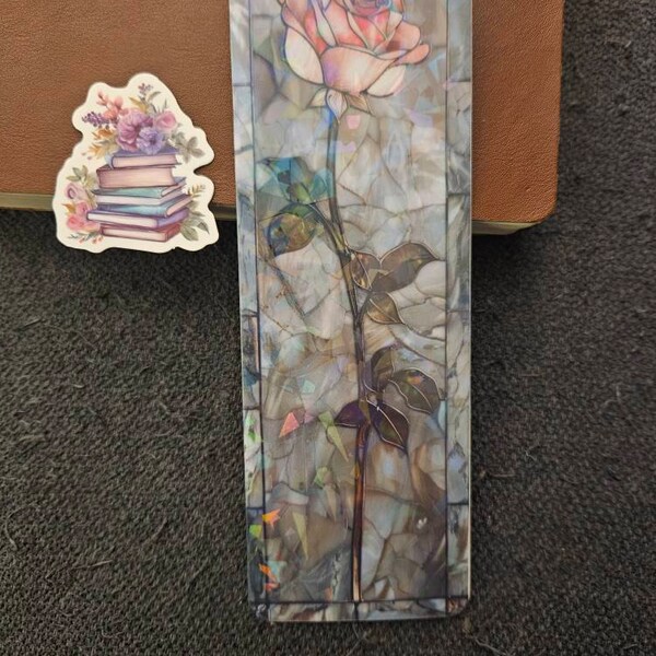 Holographic Stained Glass Rose Bookmarks, Rose Bookmarks, Holographic ...