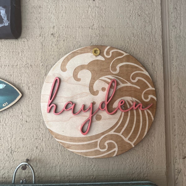 Waves Name Round | Surf Name Sign | Custom Beach Name Sign | Surf ...