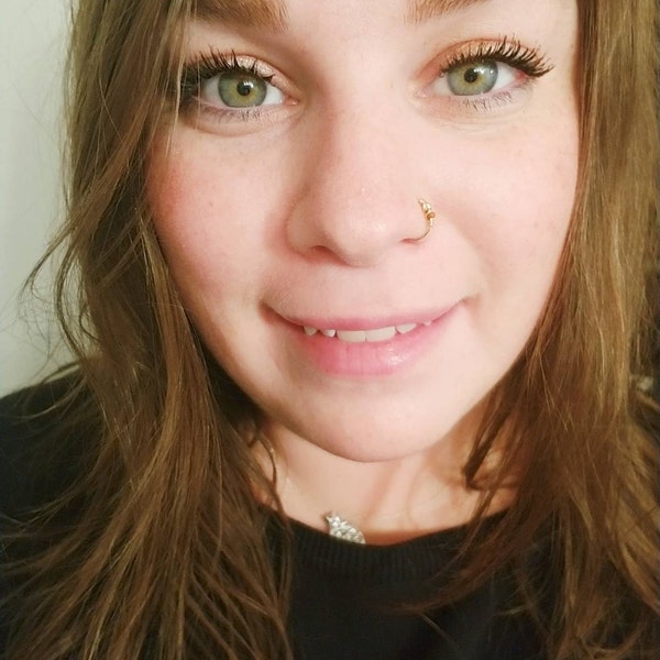 14k Gold Nose Hoop, Boho Nose Ring, Dainty Nose Ring, Septum Hoop ...