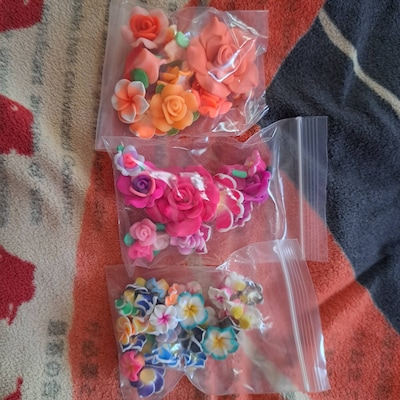 10 Pc Mixed Purple Fuchsia Clay Flowers Cute Japanese Kawaii - Etsy