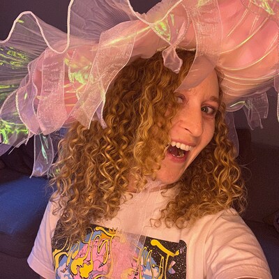 Rosepink Dreamy Jellyfish Hat Holographic Metallic Space Rave Hat, Rave ...