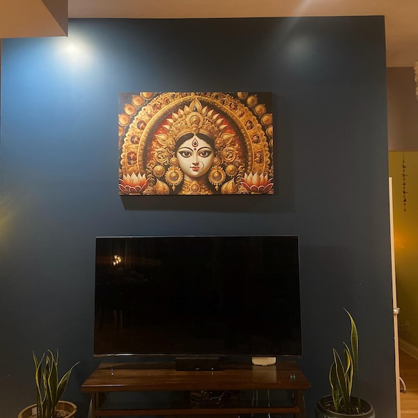 Goddess Durga Shakti Painting, Indian Spiritual Art, Housewarming Gift ...