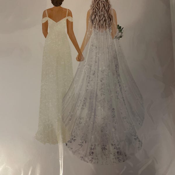 Personalized Bride and Mother Portrait Art DIGITAL | Mother of Bride ...