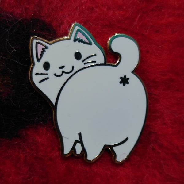 White Cat Hard Enamel Pin - Etsy