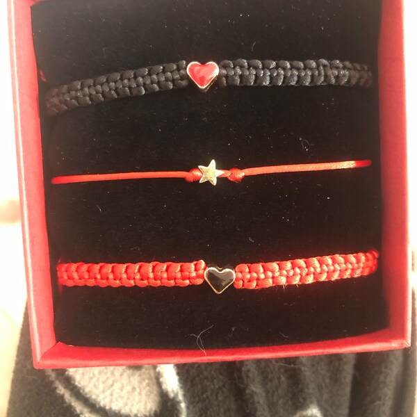 Set of 2 Personalized Heart Beaded Matching Bracelets for Couples ...