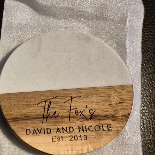Custom Engraved Marble Wood Coasters, Personalized Gifts Coaster Set ...