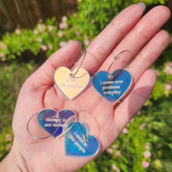 Iridescent Therapy is Not Enough I Need to Bite People Heart Hoop ...