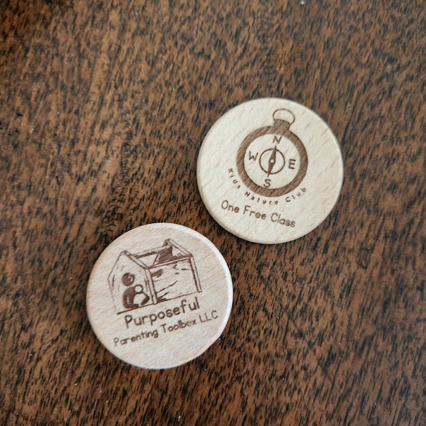 Personalized 1.5" Wood Tokens | 1 or 2-sided | Engraved With Your Own ...
