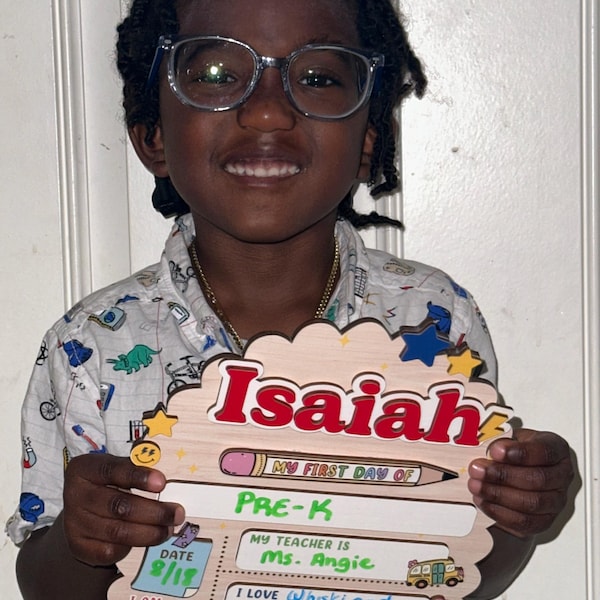 Personalized First Day of School Sign, Back to School Photo Prop ...