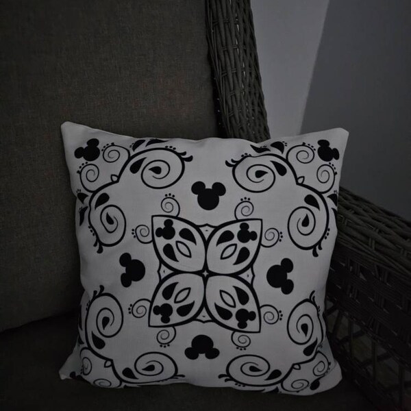 Hidden Mickey White With Black Print / Ornate Mickey Mouse Design ...