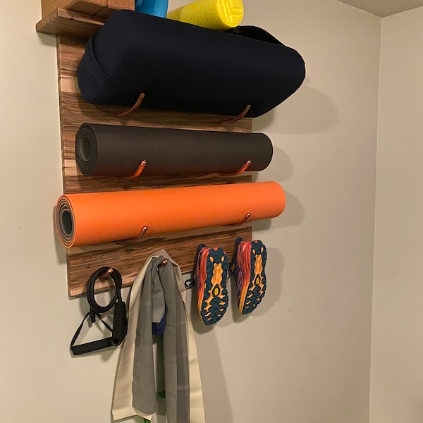 Yoga Mat Rack, Gym Mat Storage, Yoga Mat Holder With Shelf, Fitness and ...