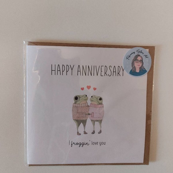 CUTE FROG ANNIVERSARY Card, I Froggin' Love You Sweet Pun Anniversary ...