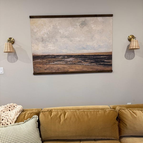 Extra Large Vintage Art Large Wall Hanging Vintage Water Scene Large ...