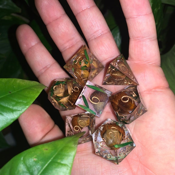 Acorn Dnd Dice Set, D&D Dice, Sharp Edge Dice, Dungeons and Dragons ...