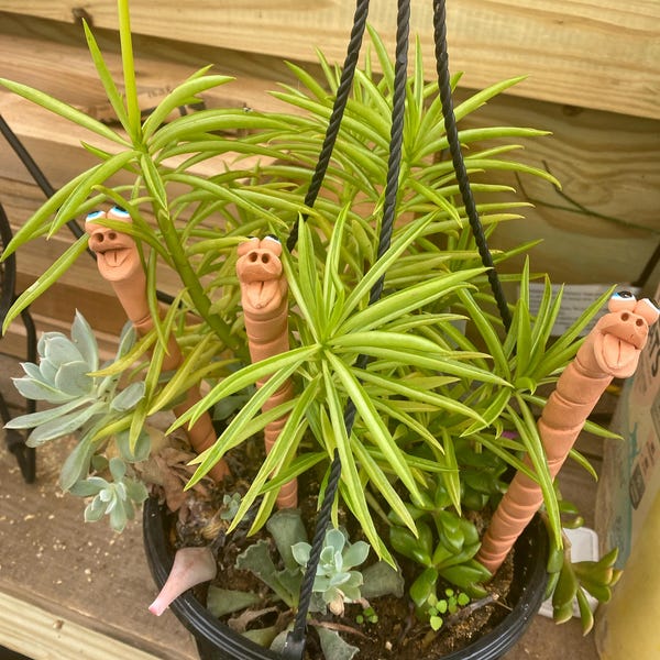 3 Ceramic Worms for Your Garden or Planters,8'' Garden Decoration ...