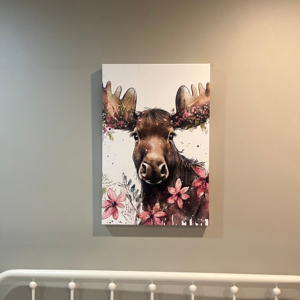 Cute Moose & Spring Flowers PNG Commercial Use Moose Graphic Elk PNG ...