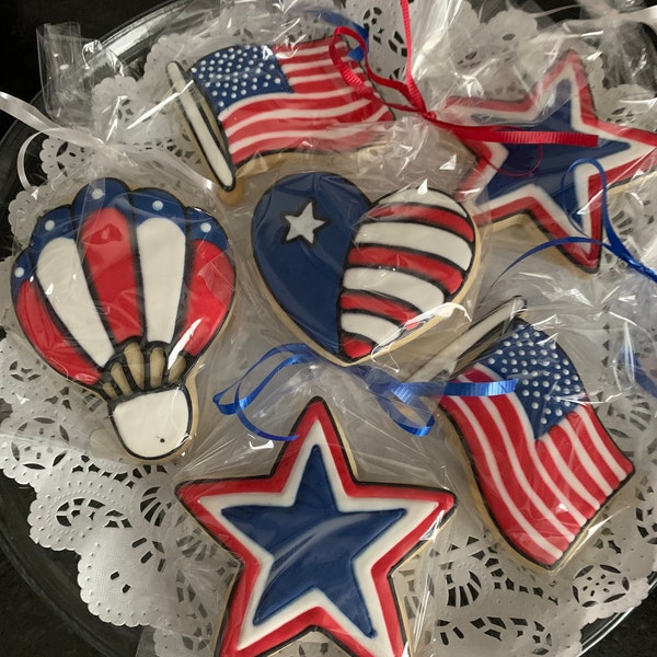 4th of July Cookies, Independence Day Cookies, Patriotic Cookie Favors ...