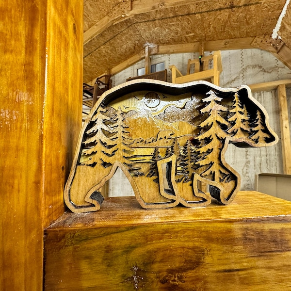 3D Layered Art - Tree With Nature Scene - Cabin Decor, Gift for Nature ...