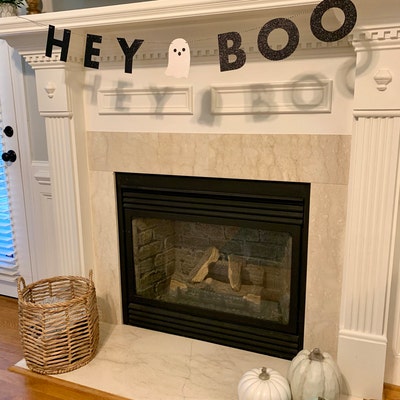 Hey Boo Banner, Halloween Glitter Garland, Halloween Banner, Halloween ...