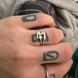 Custom Number Ring Initials Ring Stacking Rings Silver Ring Name Ring ...