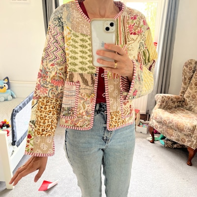 Handmade Patchwork Jacket, Hand Stitched Cotton Patchwork Jacket ...