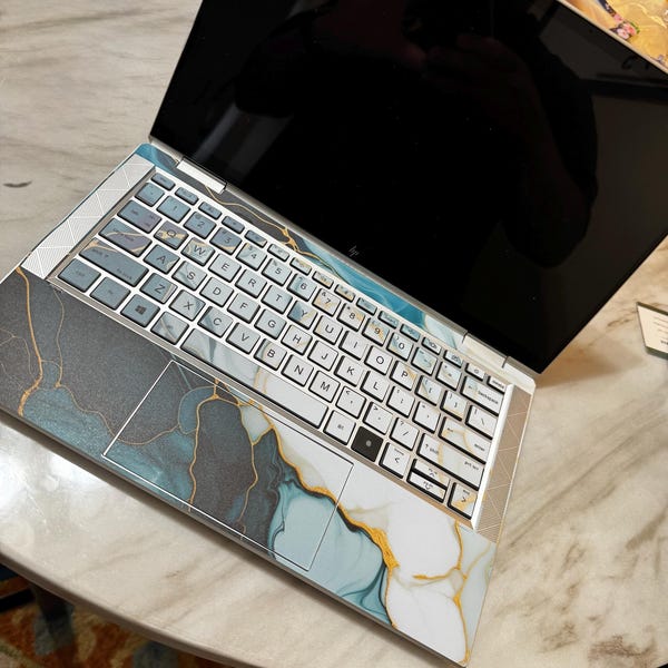 Hp Laptop Skin Probook Decals Customizable Gift Teal Marble Texture for ...