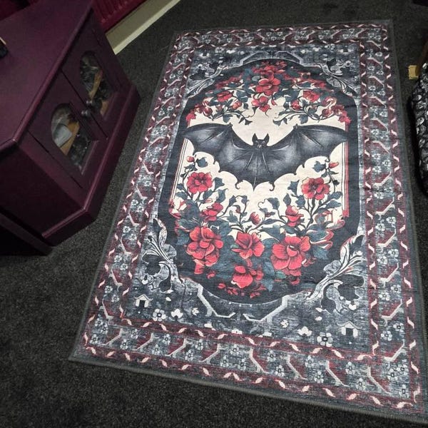 Iris Rug, Purple Flower Rug, Purple Area Rug, Maximalist Decor, Nature ...