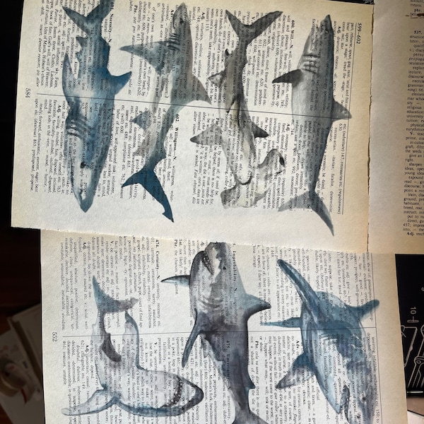 Shark Themed Dictionary Prints - Etsy