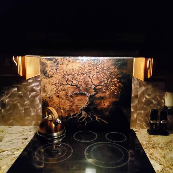Landscape Backsplash, Mountain Kitchen Backsplash, Glass Backplash for ...