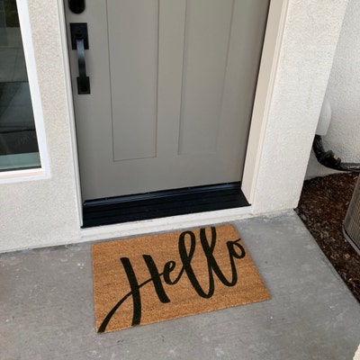 Hello Cursive Font Exterior Coir Welcome Door Mat - Etsy