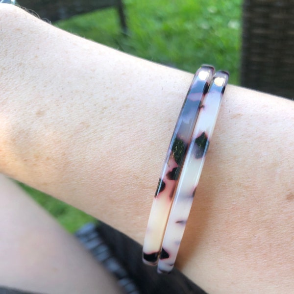 1 Ash Blonde Tortoise Shell Bracelet, Light Ivory Tortoise Bangle ...