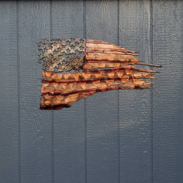 Tattered American Flag, Metal Art, Metal Wall Art, Home Decor, Metal ...