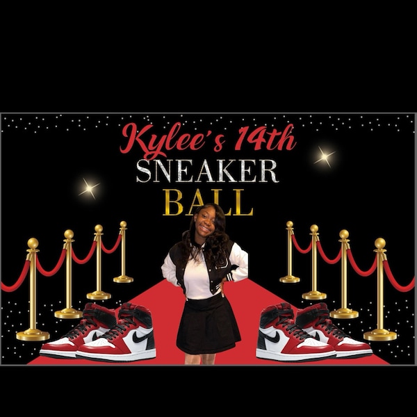 Custom Sneaker Ball Backdrop Sneaker Ball Party Theme Backdrop Happy ...