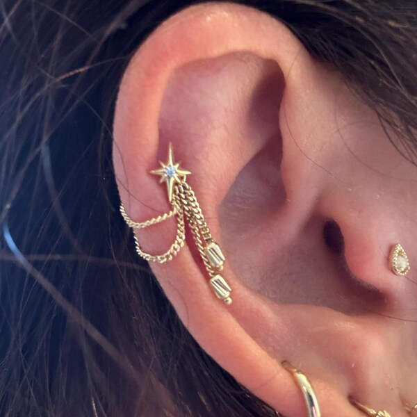 NEW Dido 14K Solid Gold Bead Charm Double Chain Attachment 14K Gold ...